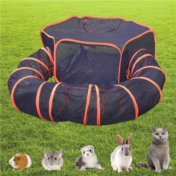 Cat | Small Animal Playpen Large Rabbit Playpen With Tunnel Portable ...